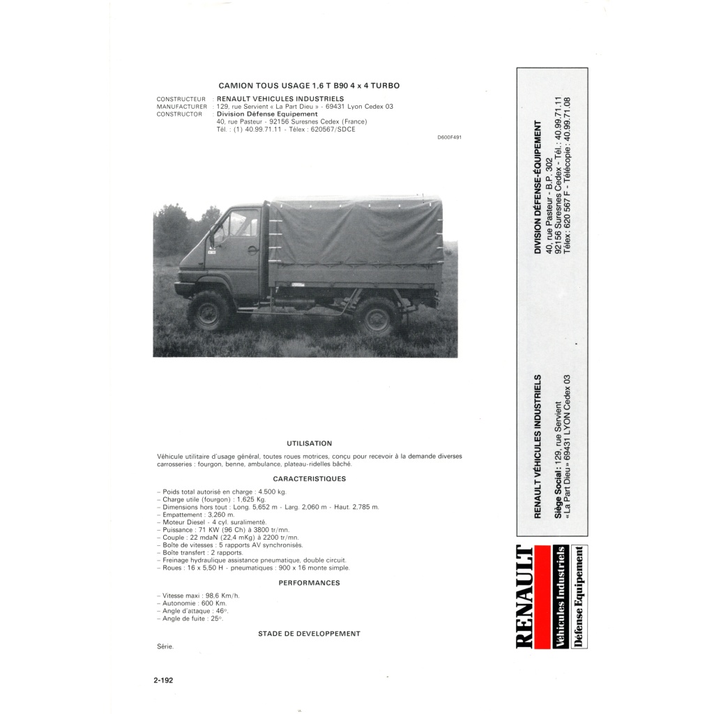 25-1828 Renault B90 4x4 camion tous usage - MANUDOC