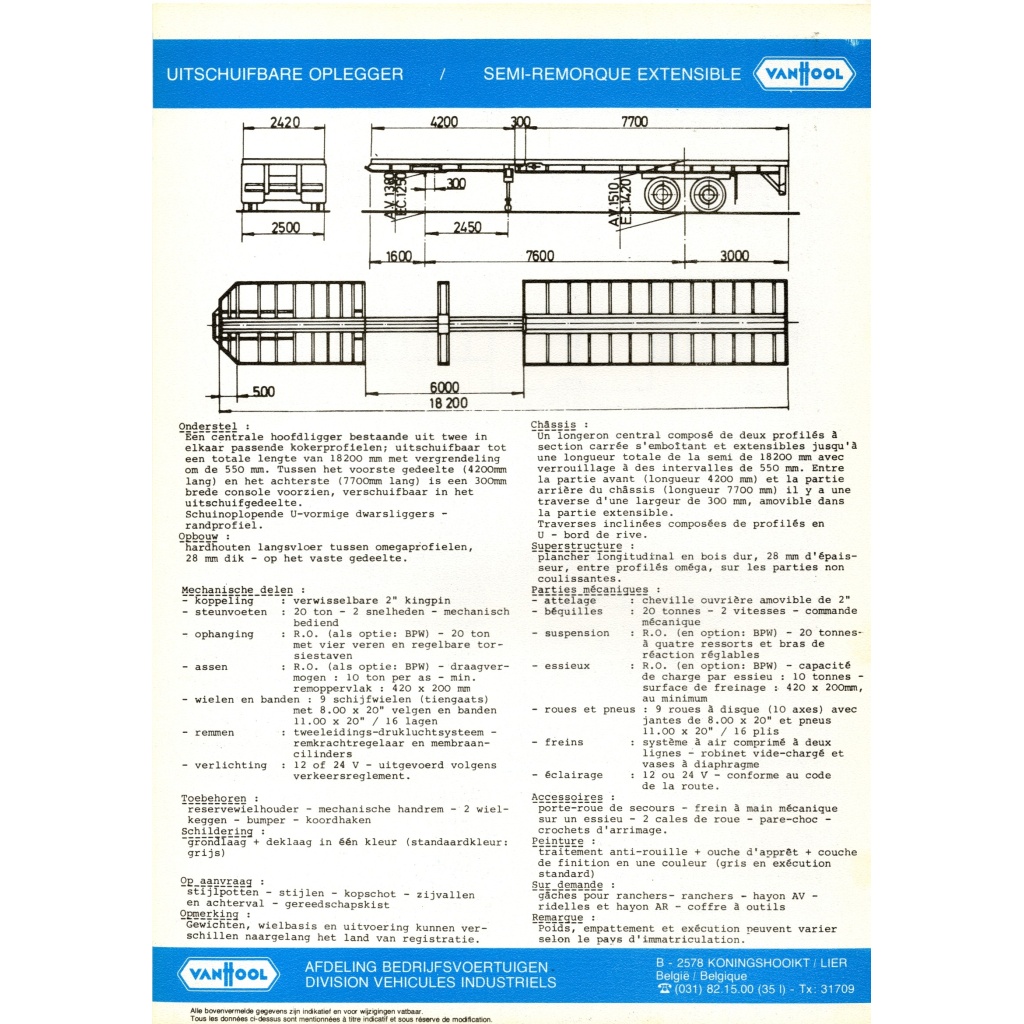 25-2341 Van Hool semi-remorque extensible (perforé) - MANUDOC