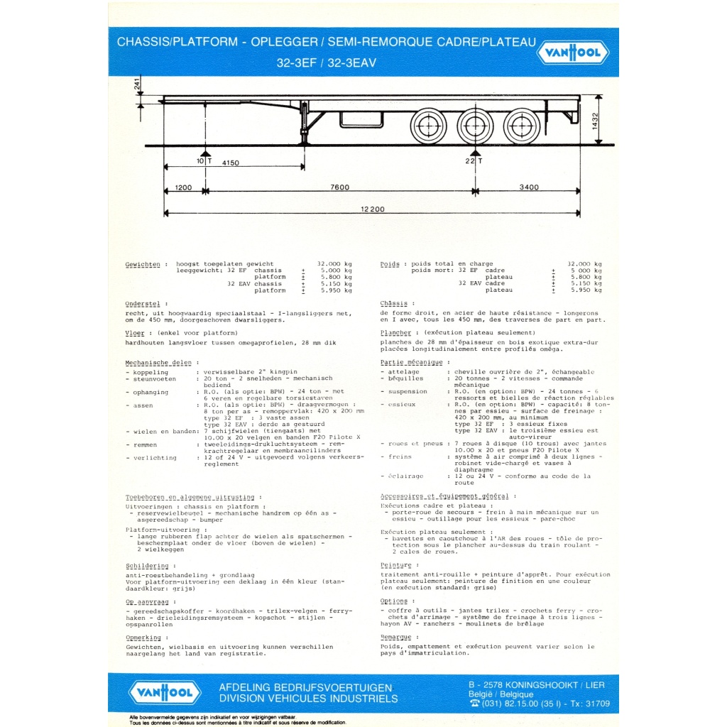 25-2343 Van Hool semi-trailer frame/platform 32-3EF / 32-3EAV - MANUDOC