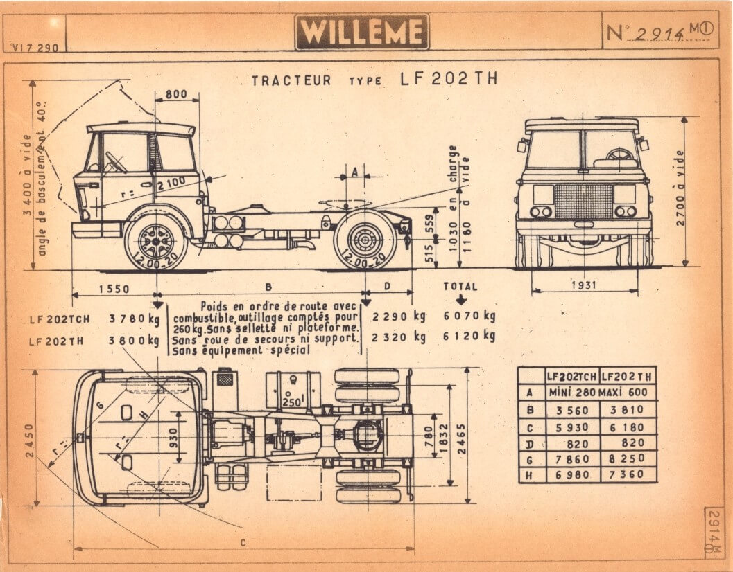 25-3845 Willème tracteur type LF 202 TH - MANUDOC